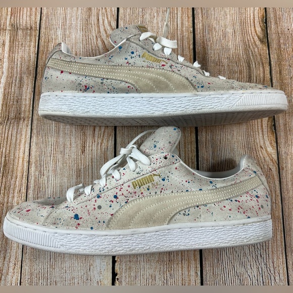 Puma | Shoes | Puma Mens Suede Classic Splatter Print 365637 White ...